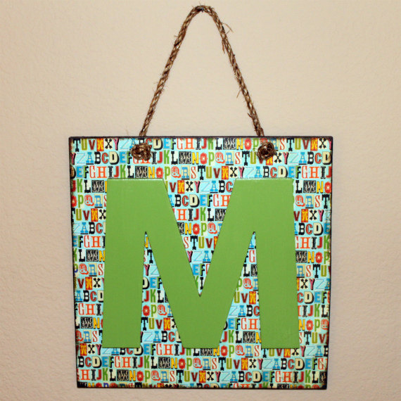 Name Custom Wall Hanging Sign- Personalized Decoupage Letter M Initial ...