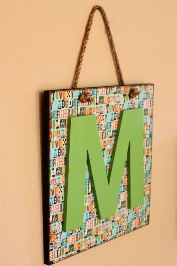 Name Custom Wall Hanging Sign- Personalized Decoupage Letter M Initial ...